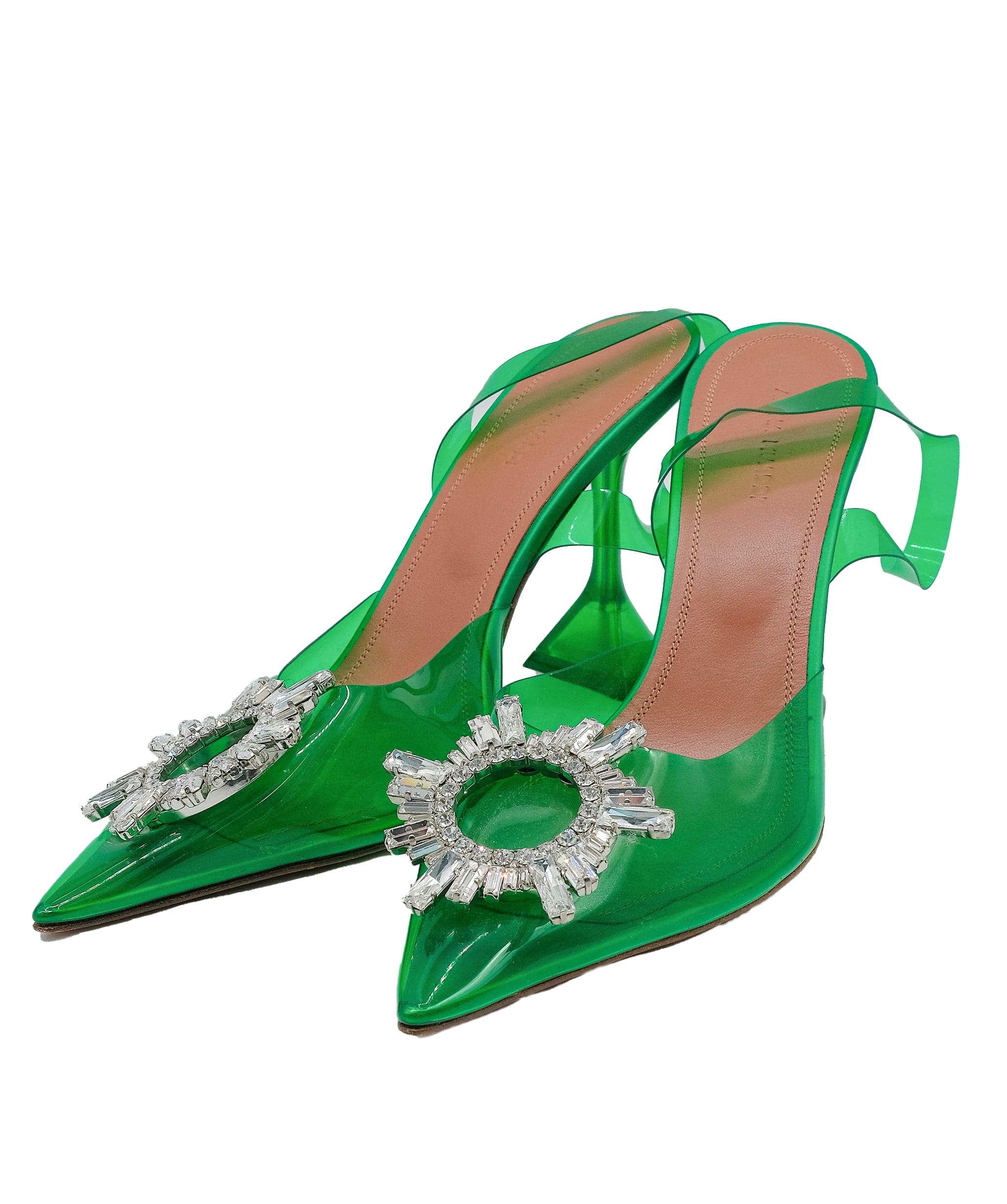 Amina Muaddi Green PVC Begum Heels 39 RJC3746 – Luxury Promise