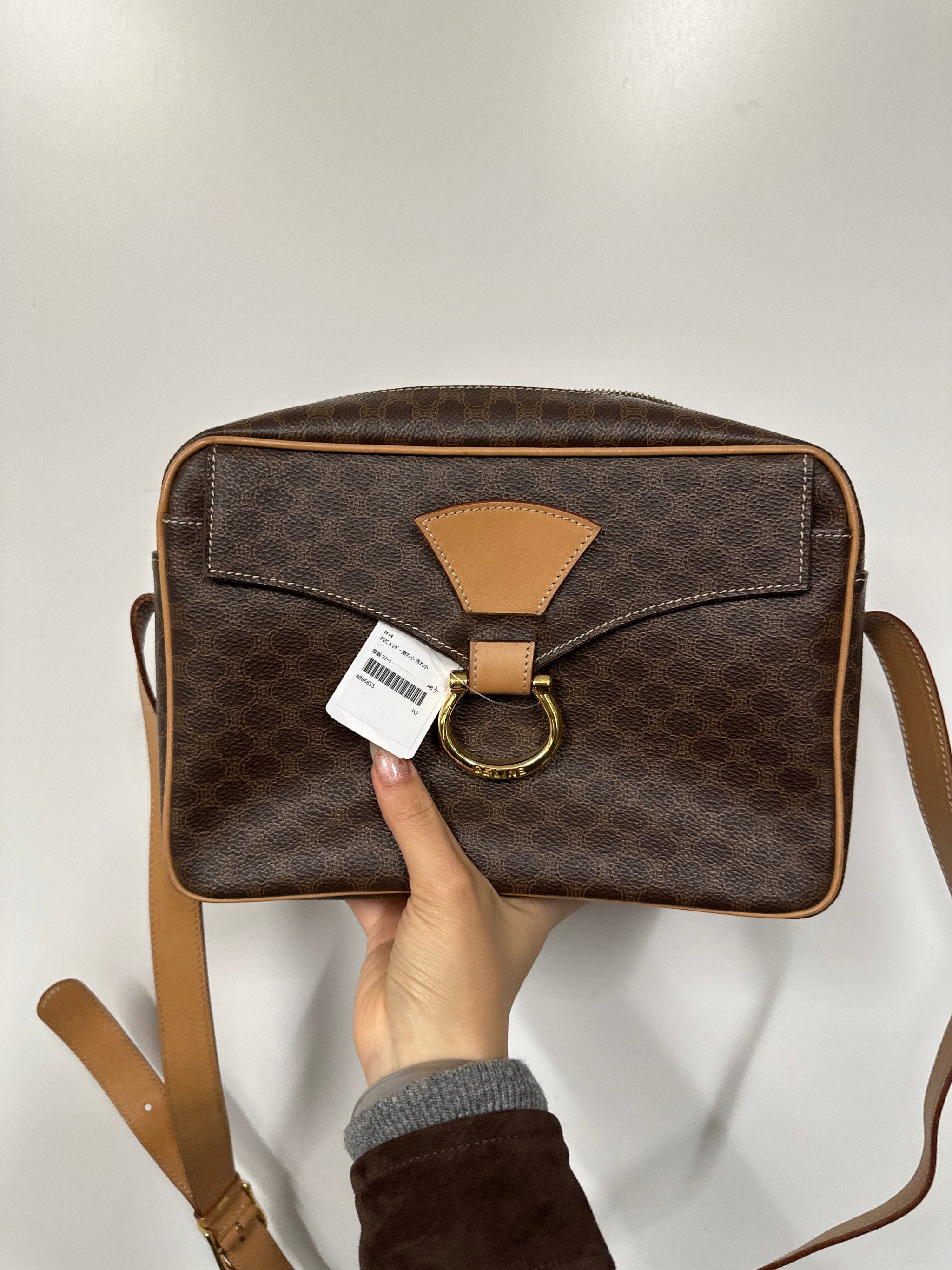 Buy Pre Loved CELINE PVC×Leather Brown Macadam Shoulder Bag B10233UASS Products Online - Luxury ...