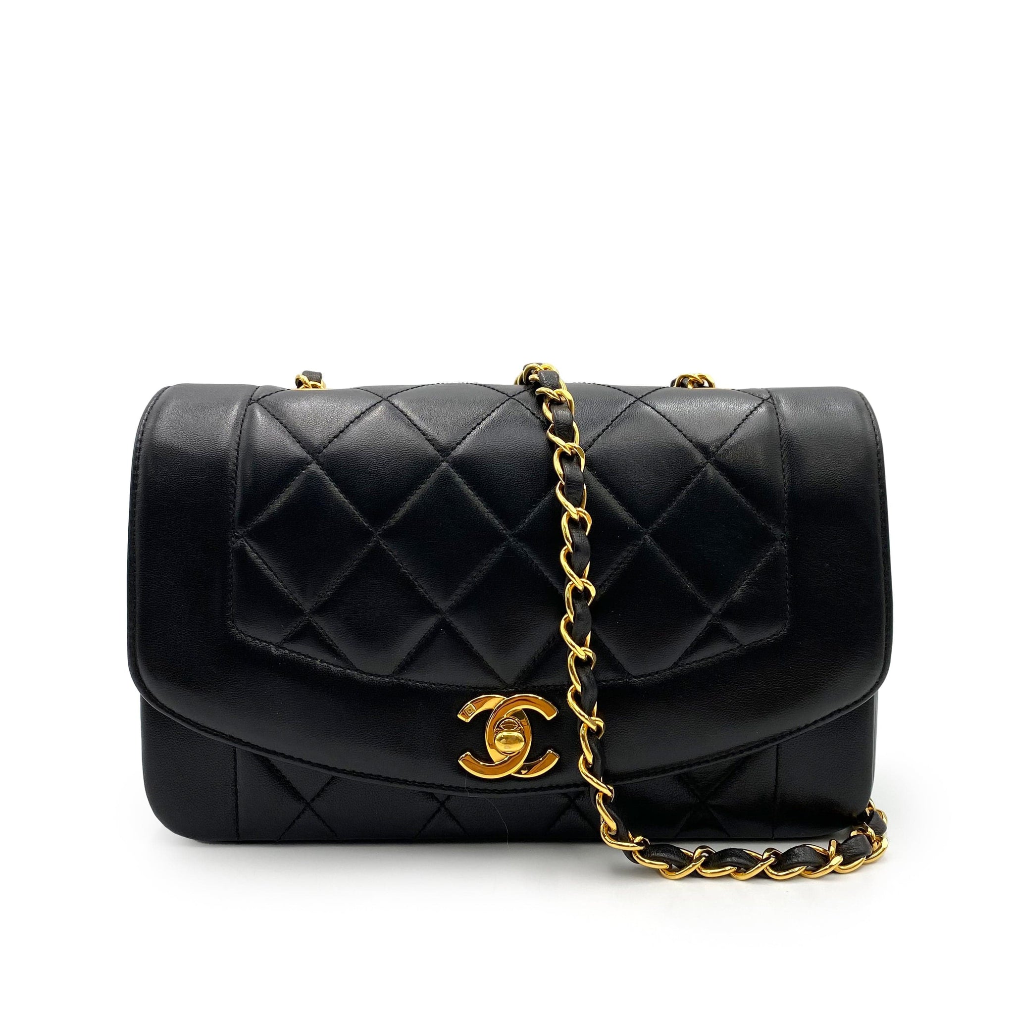 Chanel Vintage Diana Small Black Lambskin GHW #2 90237382 – Luxury Promise