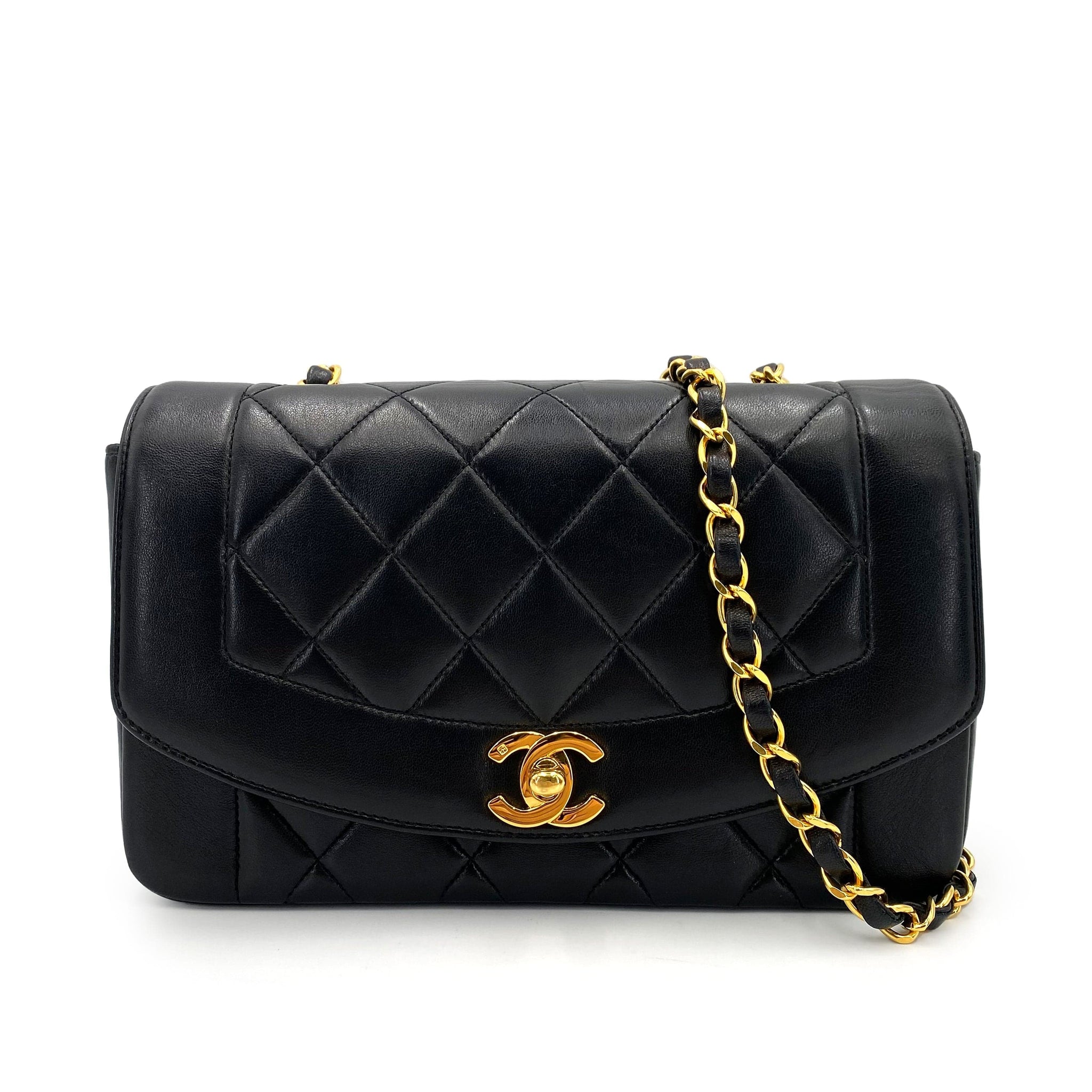 Chanel Vintage Diana Small Black Lambskin GHW #2 90239108 – Luxury Promise