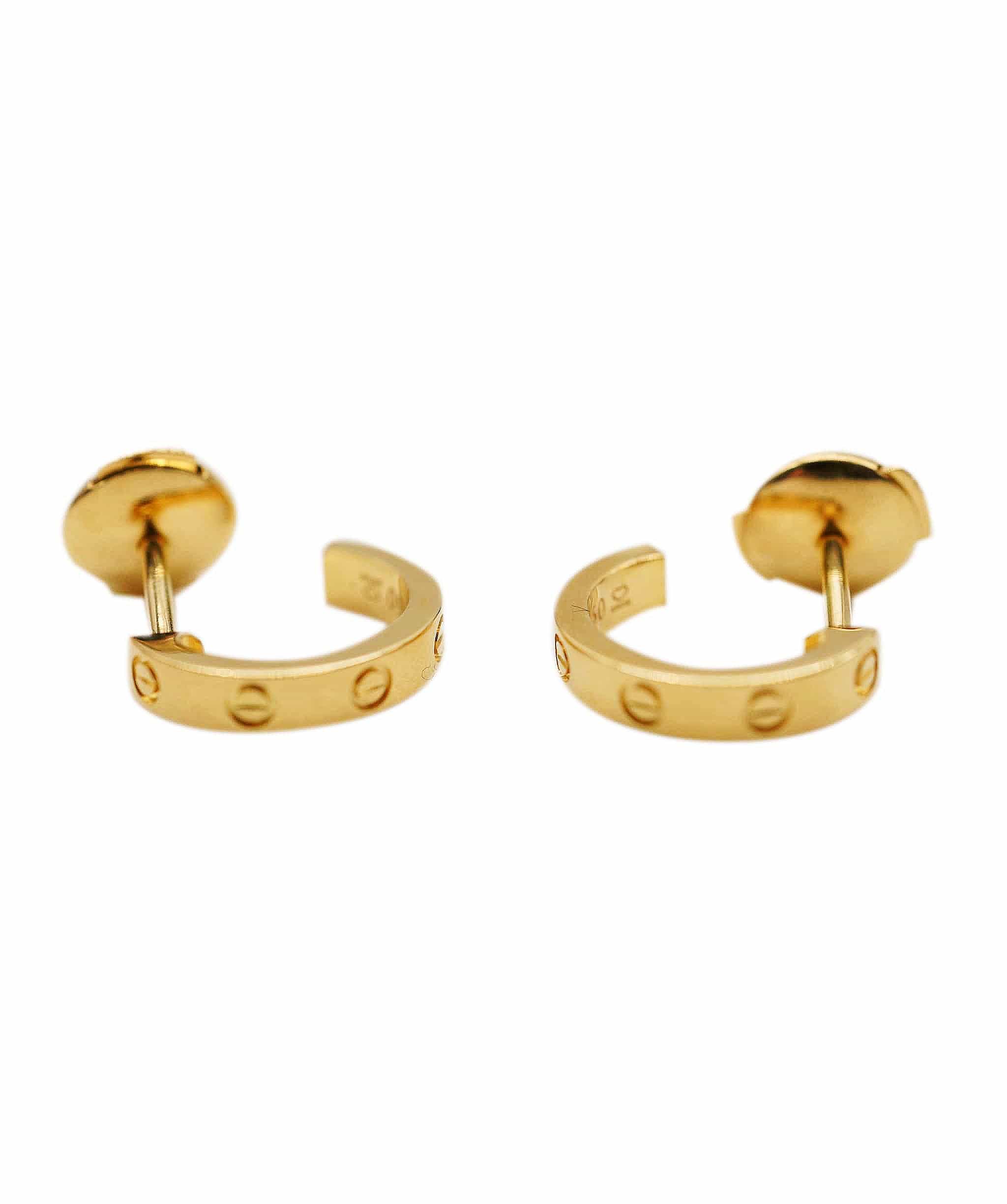 Cartier Mini Love Earrings Yellow gold 750 Hoop ASL6537 – Luxury Promise