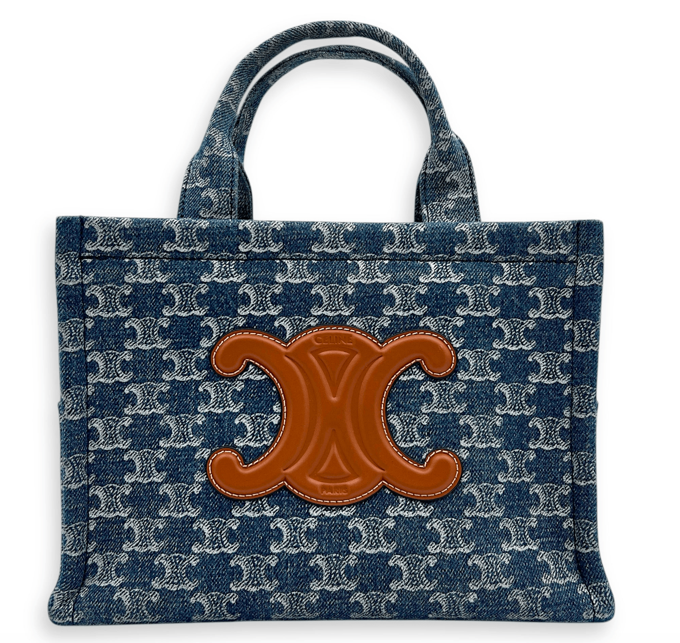 Celine Triomphe Cabas Tote Bag Blue in Denim, Gold hardware 9820AN ...