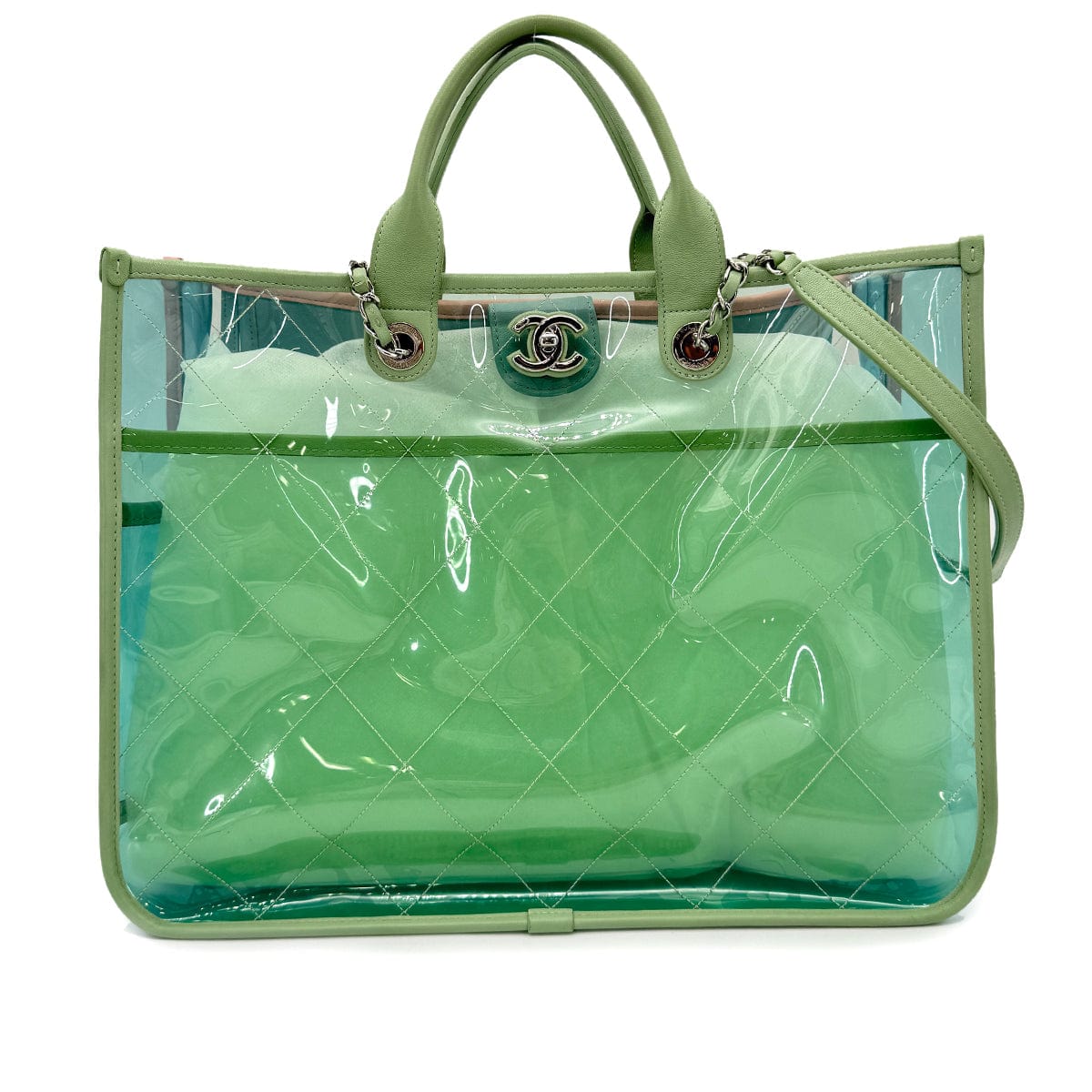 Buy Pre Loved CHANEL COCO SPLASH TOTE BAG CLEAR GREEN BLUE VINYL ...
