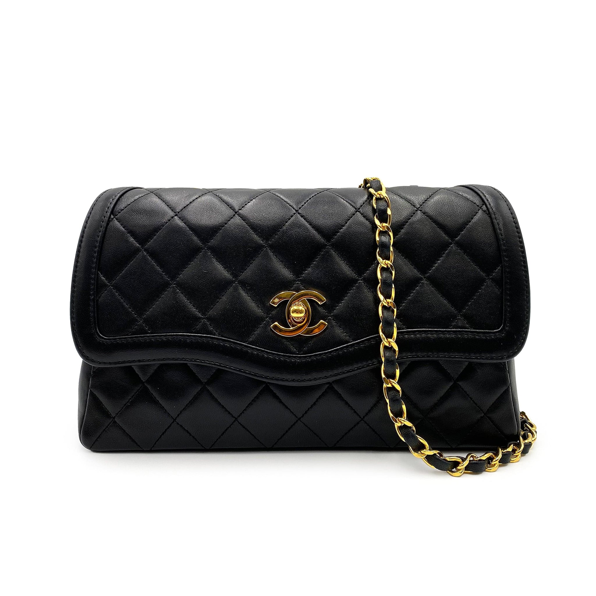 Buy Pre Loved CHANNEL VINTAGE MATELASSE CHAIN SHOULDER BAG BLACK LAMB ...