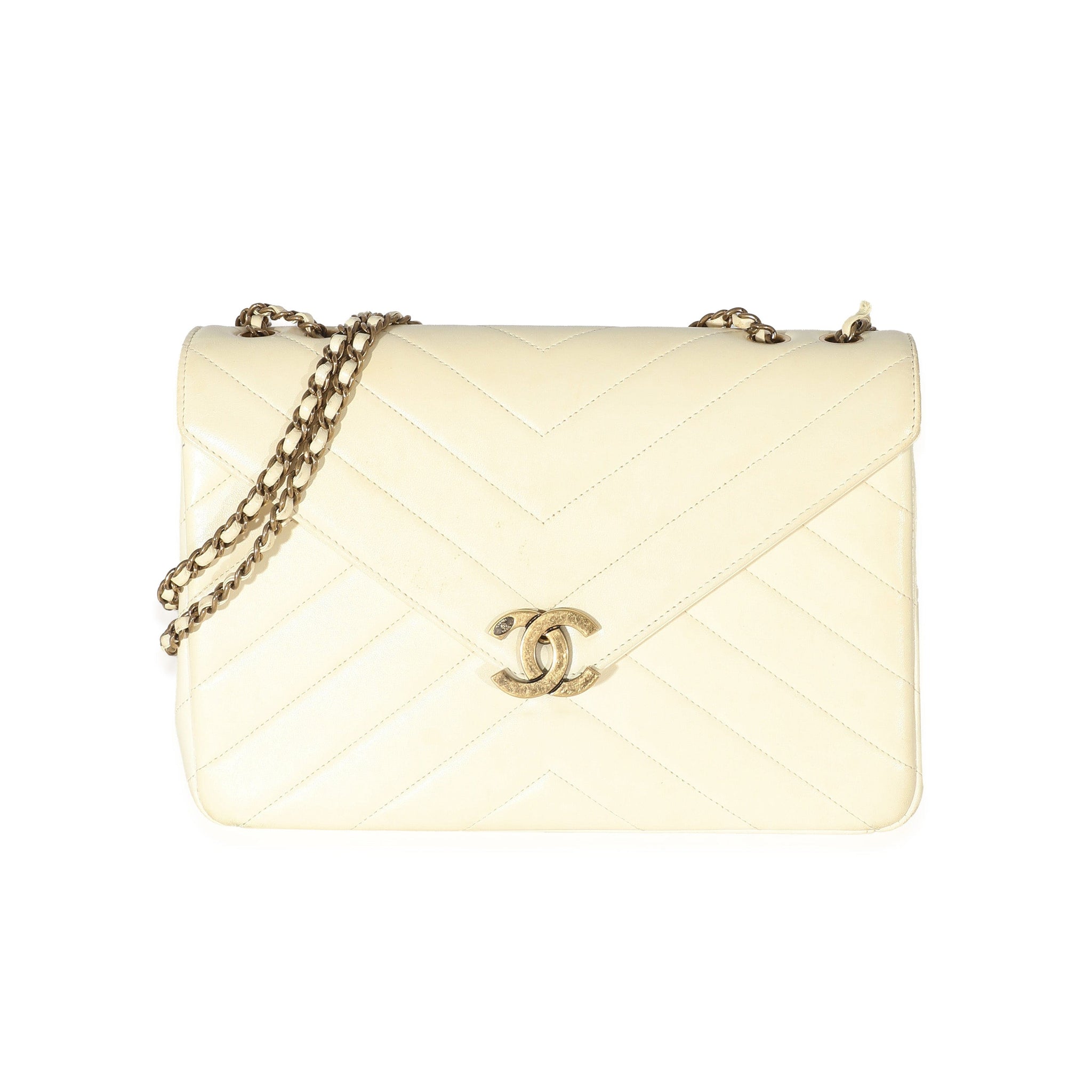 Chanel Cream Chevron Lambskin Coco Envelope Flap Bag – Luxury Promise