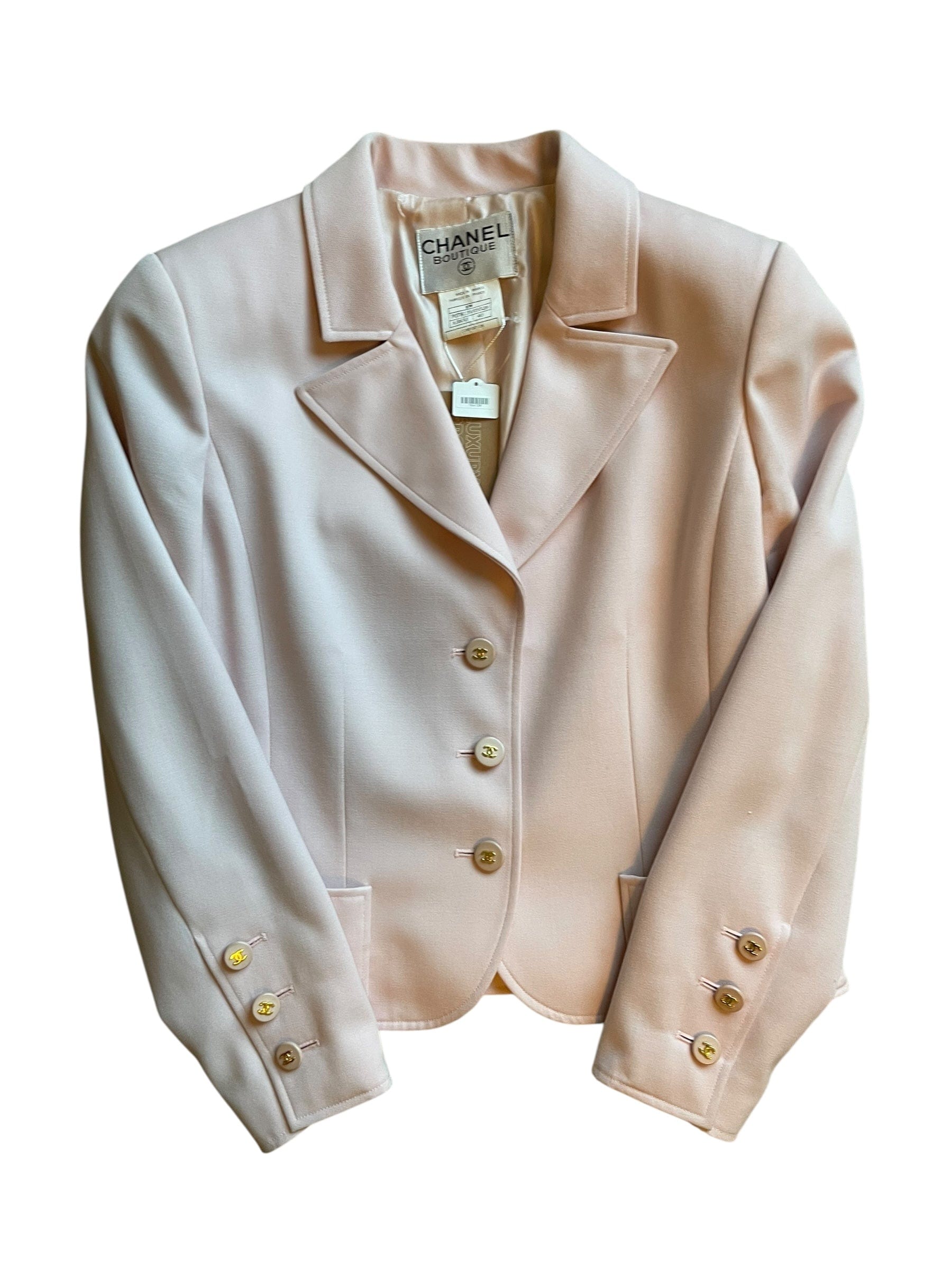 Vintage Chanel 97P CC Logo Cropped Jacket 40 Pink/Gold DXBK0546 ...