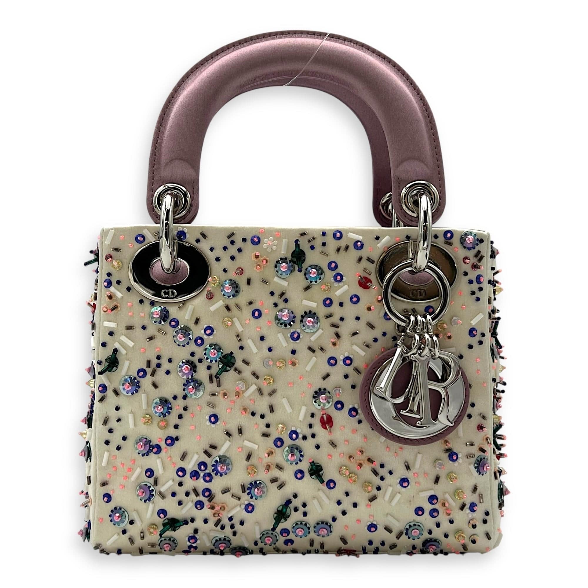 Christian Dior Lady Dior Mini Multi-colour Top Handle Bag in Satin, Si ...