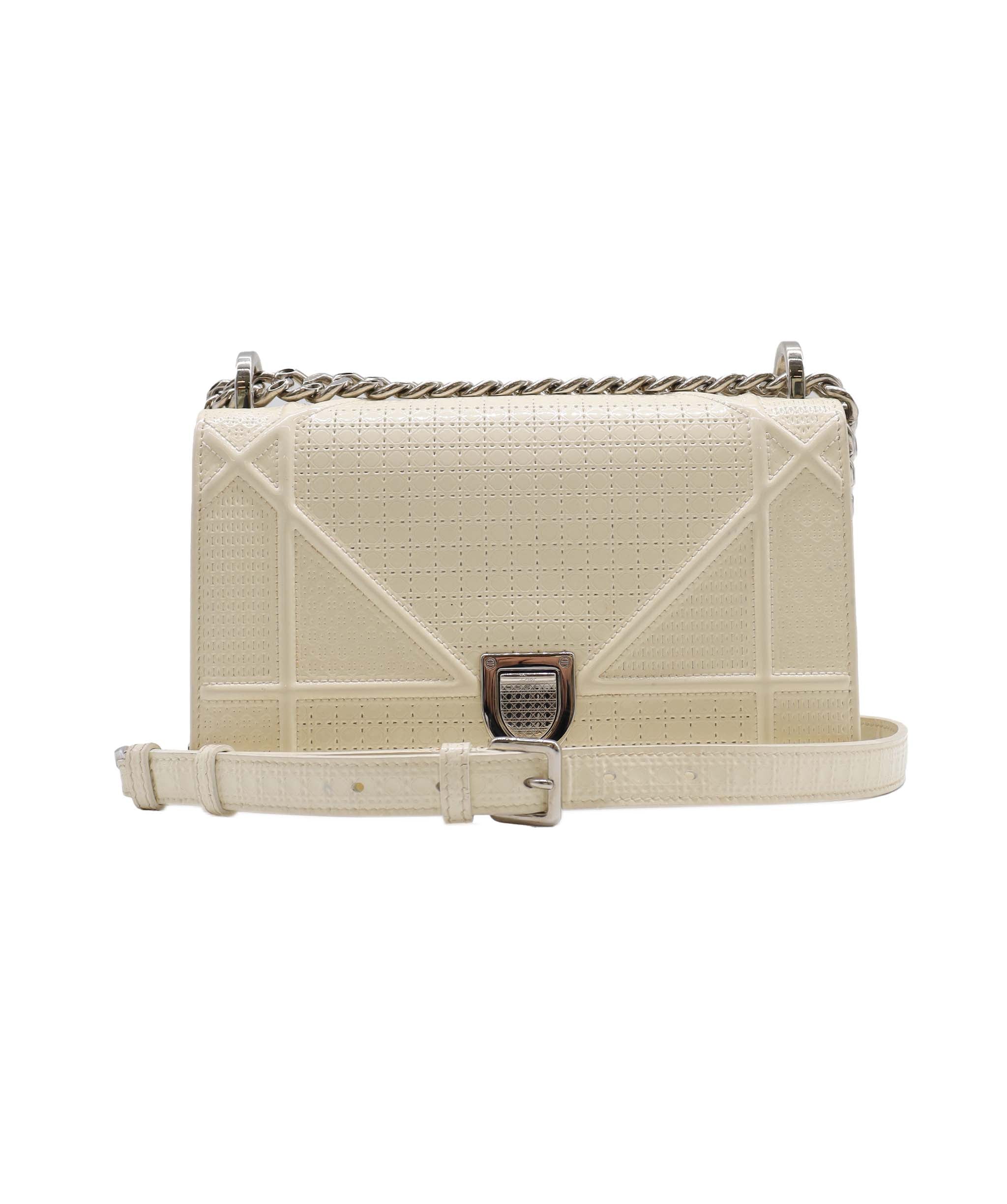 Christian Dior Small Cream Patent Leather Diorama Bag SHW AGC2057 ...