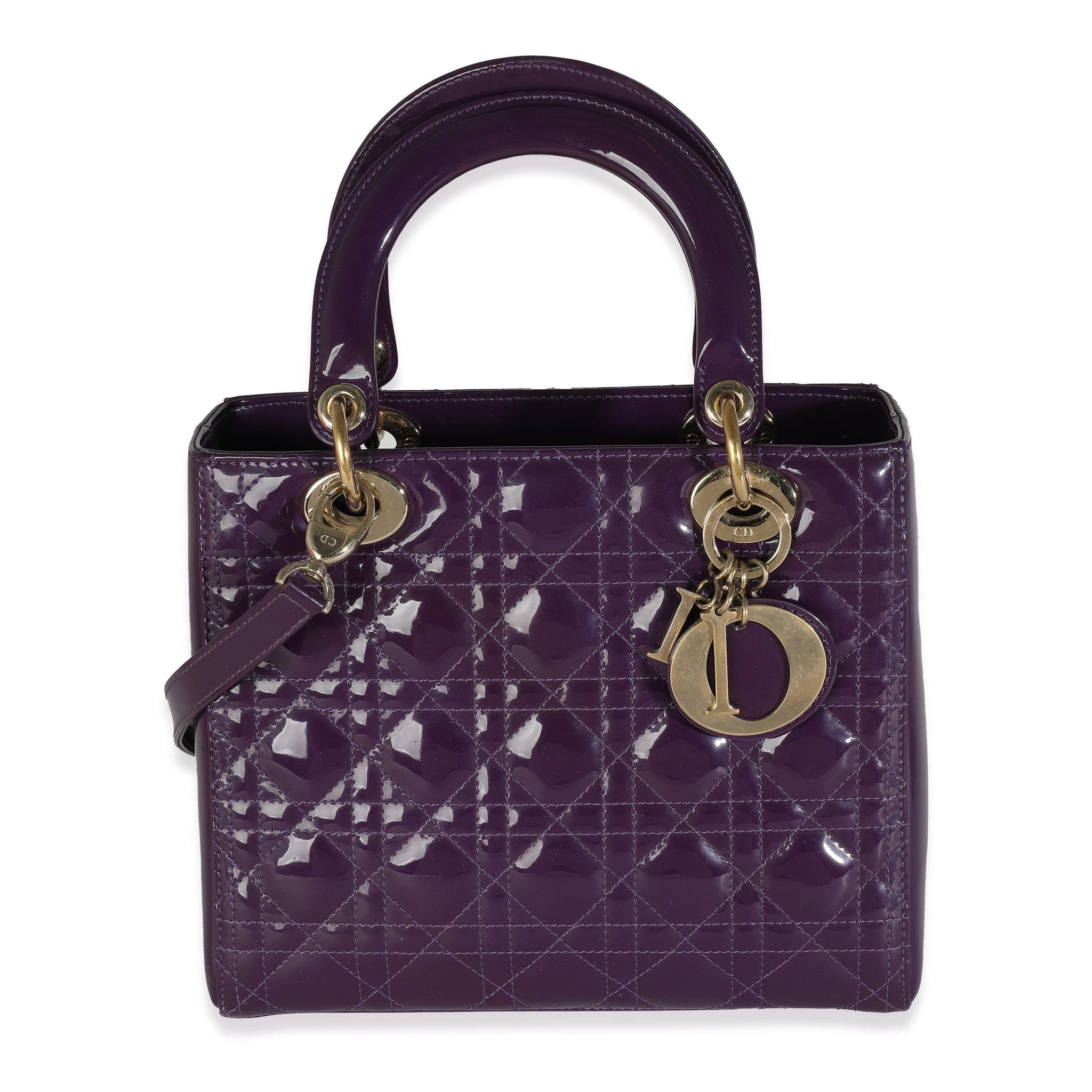 Christian Dior Purple Cannage Patent Medium Lady Dior – LuxuryPromise