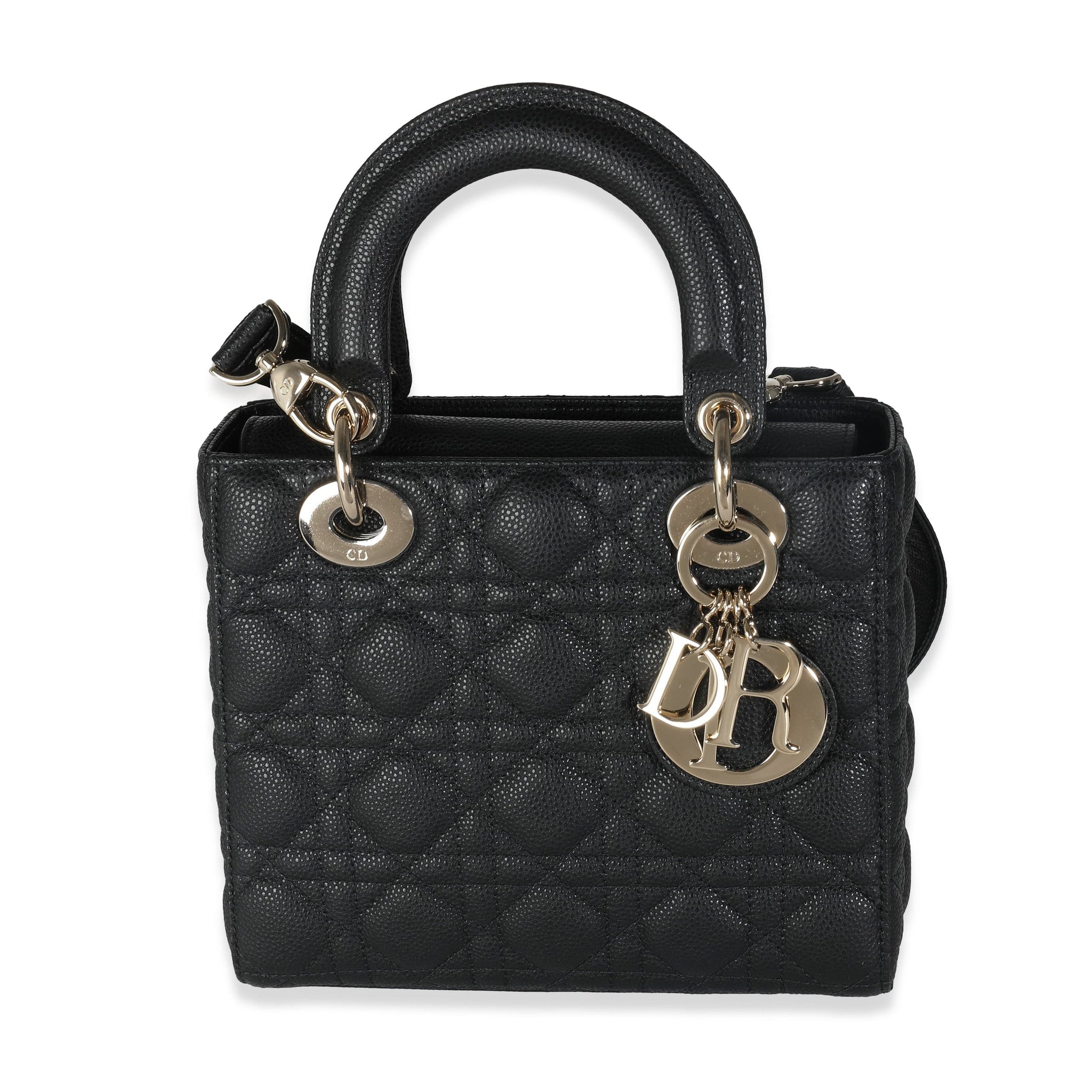 Dior Black Grained Calfskin Cannage Small Lady Dior – Luxury Promise