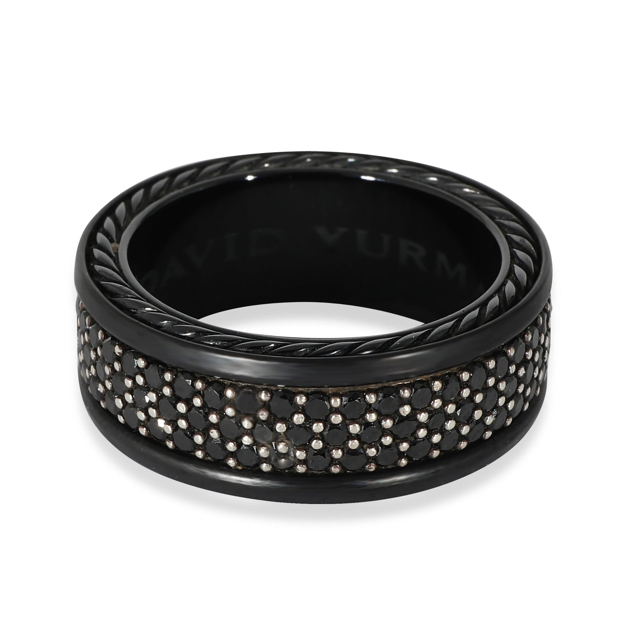 David Yurman Streamline Three Row Black Diamond Ring in Black Titanium ...