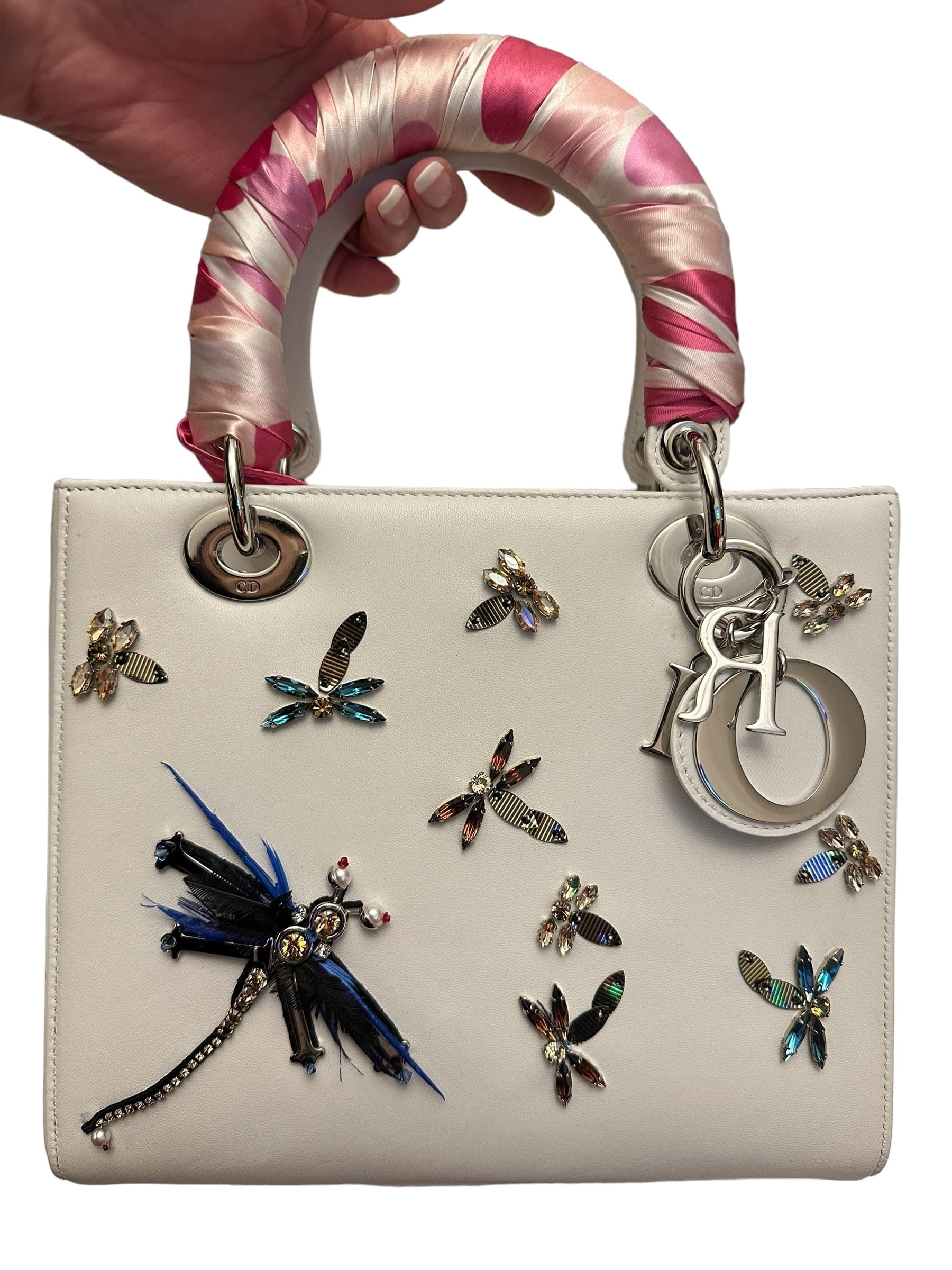 Lady Dior Medium White with Dragonflys – Luxury Promise