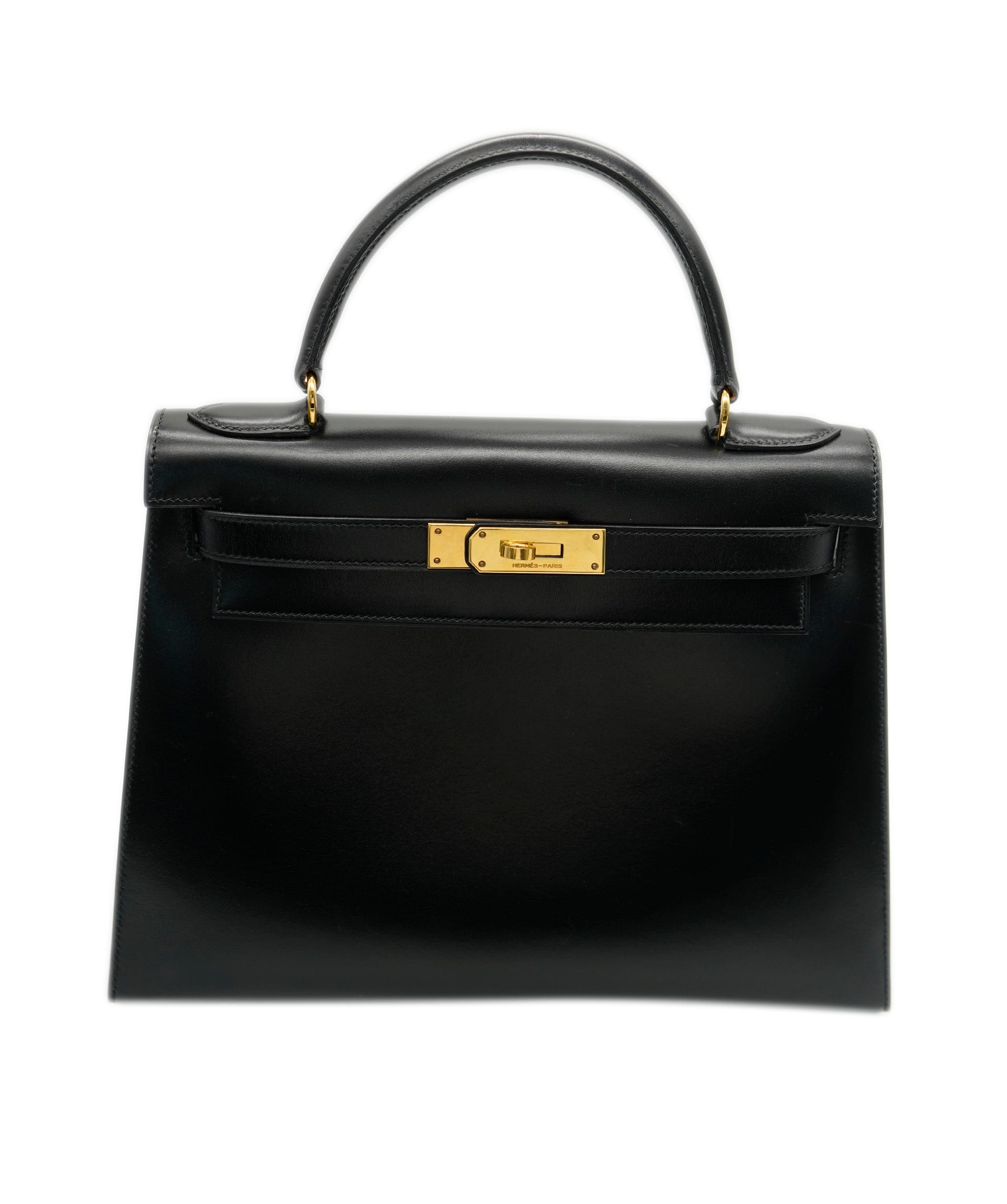 Hermes Kelly 28 box calf leather black I stamp RJL1938 – Luxury Promise