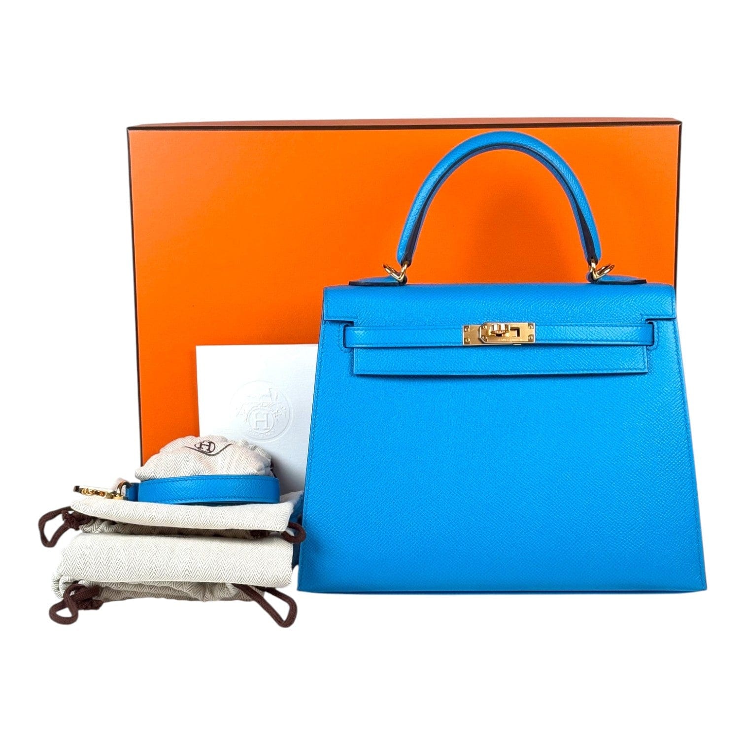 Hermes Kelly 25cm Bag Blue Frida Epsom - Y Stamp Full Set – Luxury Promise