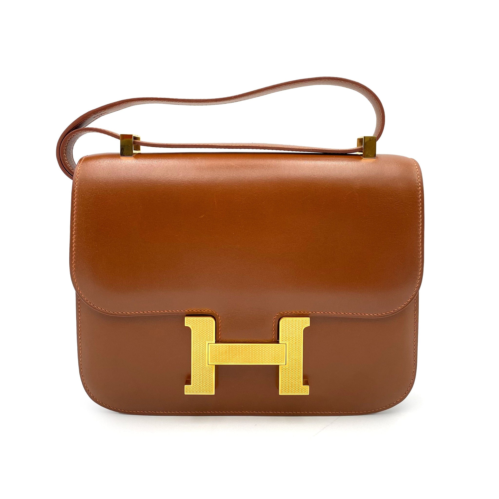 HERMES CONSTANCE GUILLOCHE NOISETTE BOXCALF SHOULDER BAG ︎G 90235482 ...