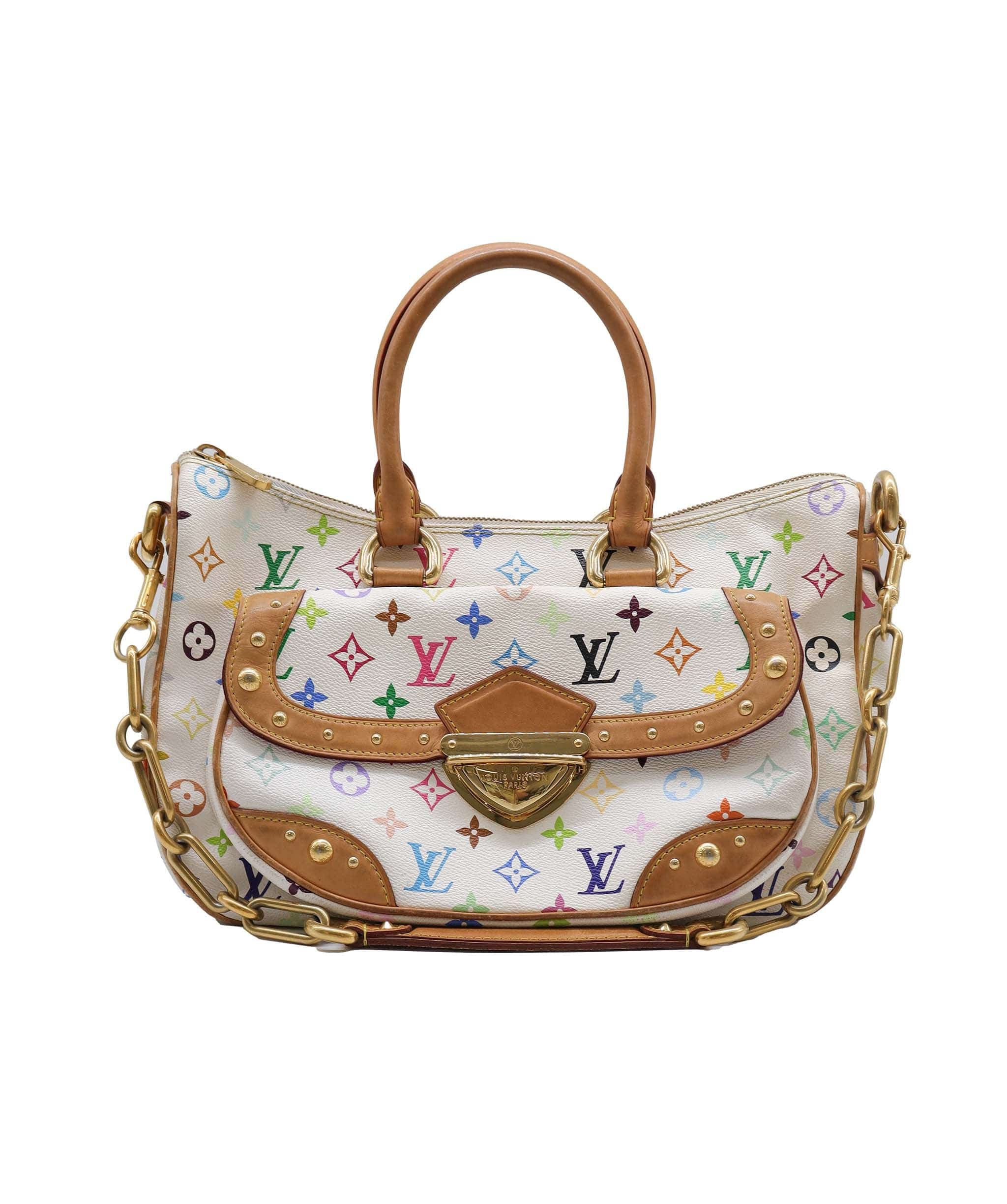 LOUIS VUITTON Monogram Multicolor Rita Hand Bag 2way White M40125 LV A ...