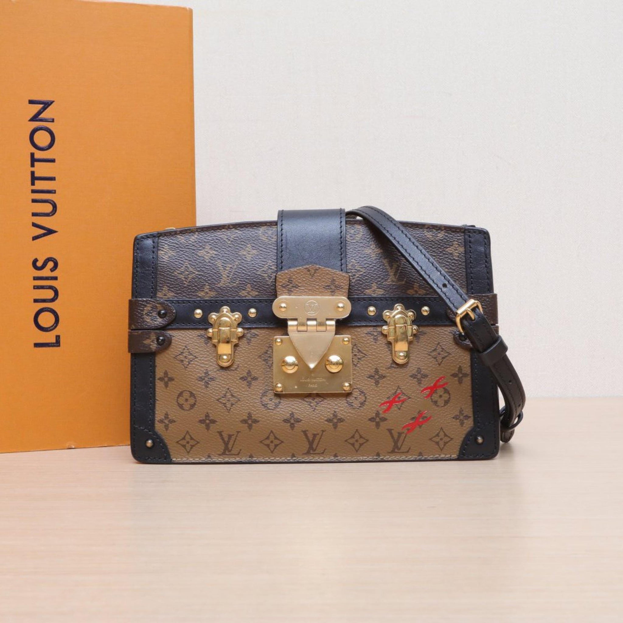 Louis Vuitton Trunk Clutch Soft Box Bag Colorblock PVC Chip shoulder s ...