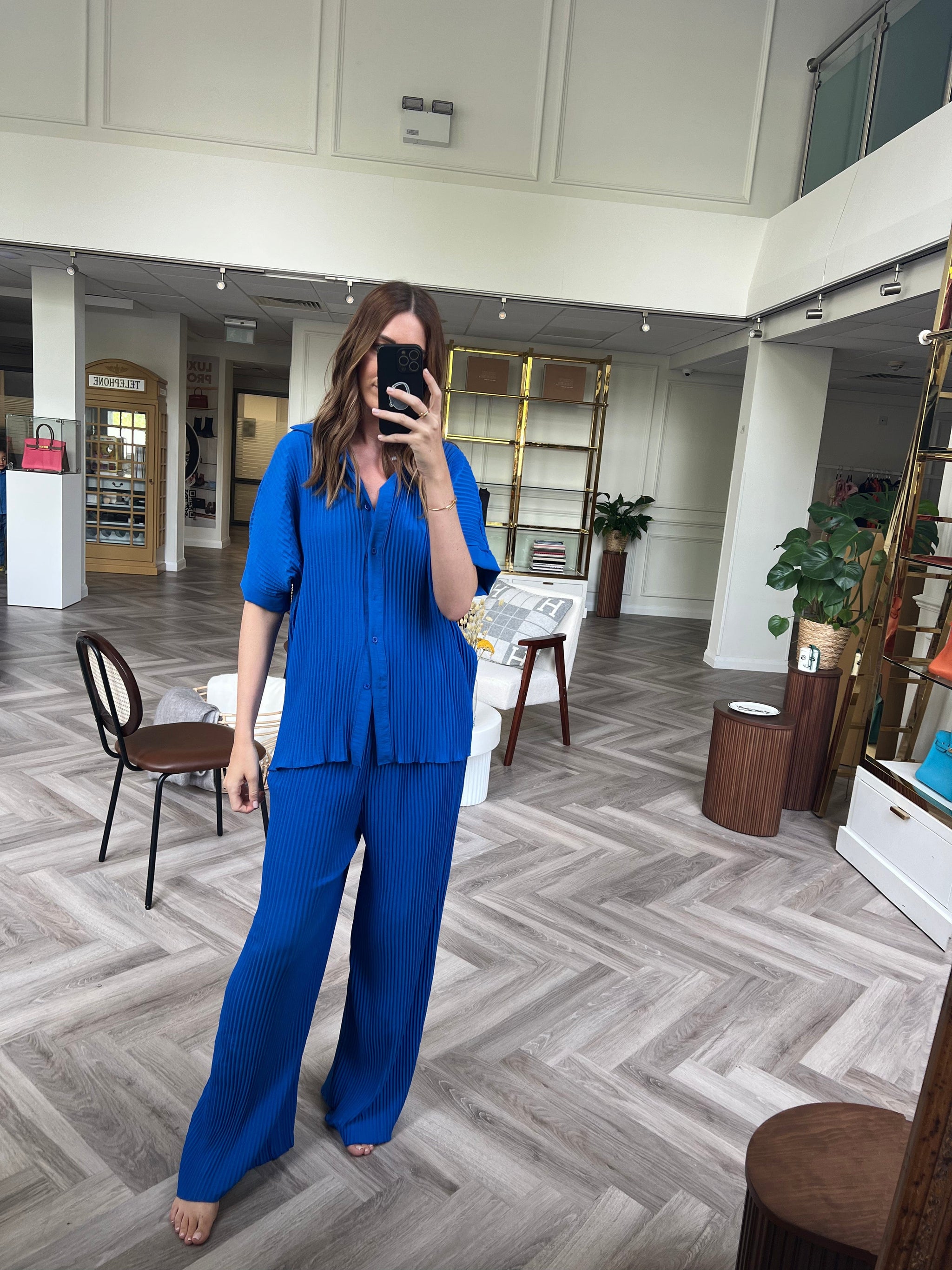 Brandi Royal Blue Pleated Trouser Set AVL1205 – LuxuryPromise