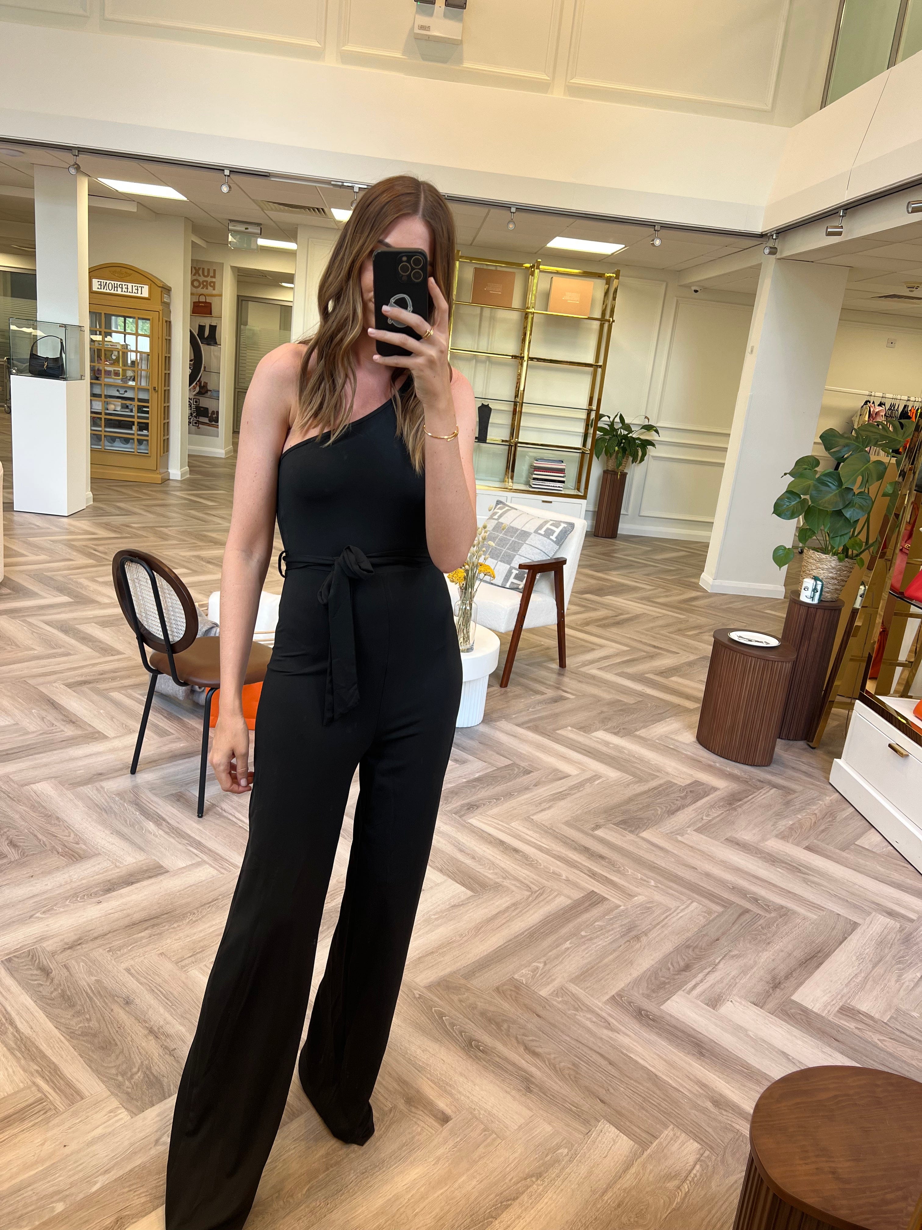 Imogen Black One Shoulder Jumpsuit - Small AVL1216 – Luxury Promise