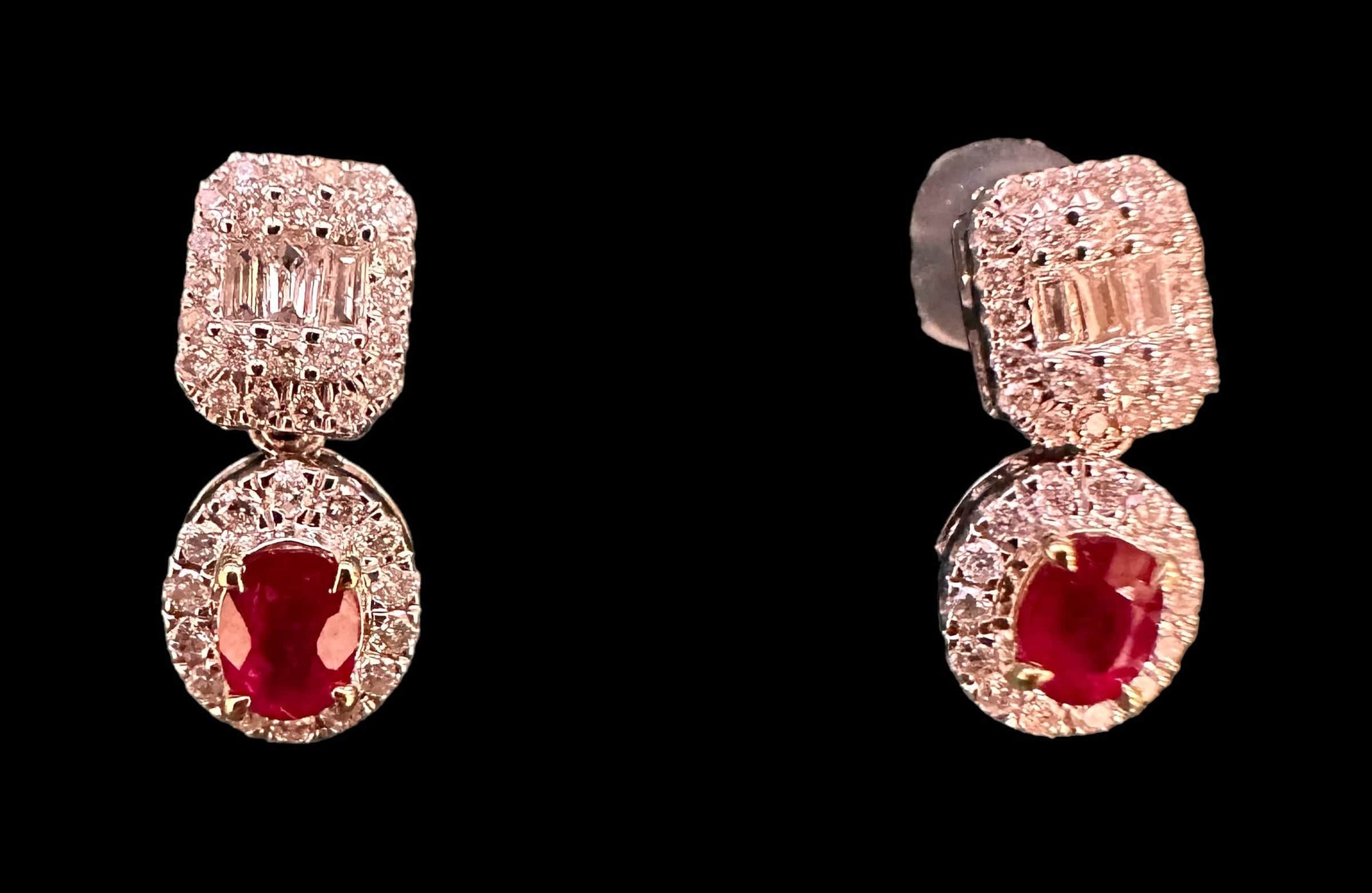 "Pigeon Blood" Oval Ruby Drop and Diamond Earrings – Luxury Promise