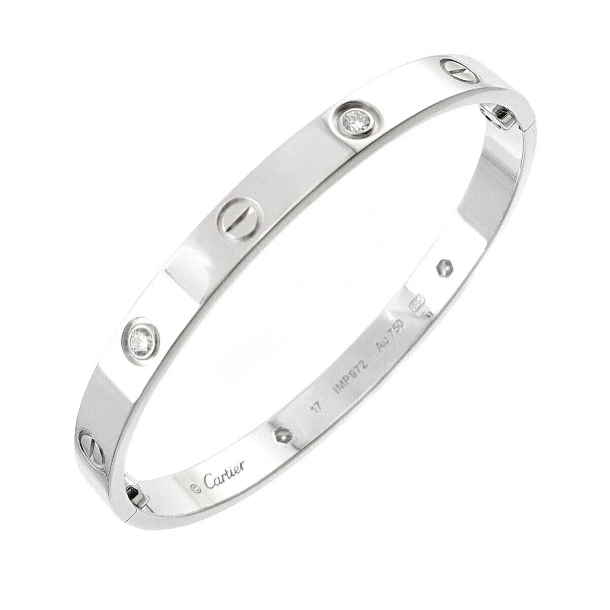 Cartier Love Bracelet Diamond 4P Bangle 18K WG 750 Size17 90277754 ...