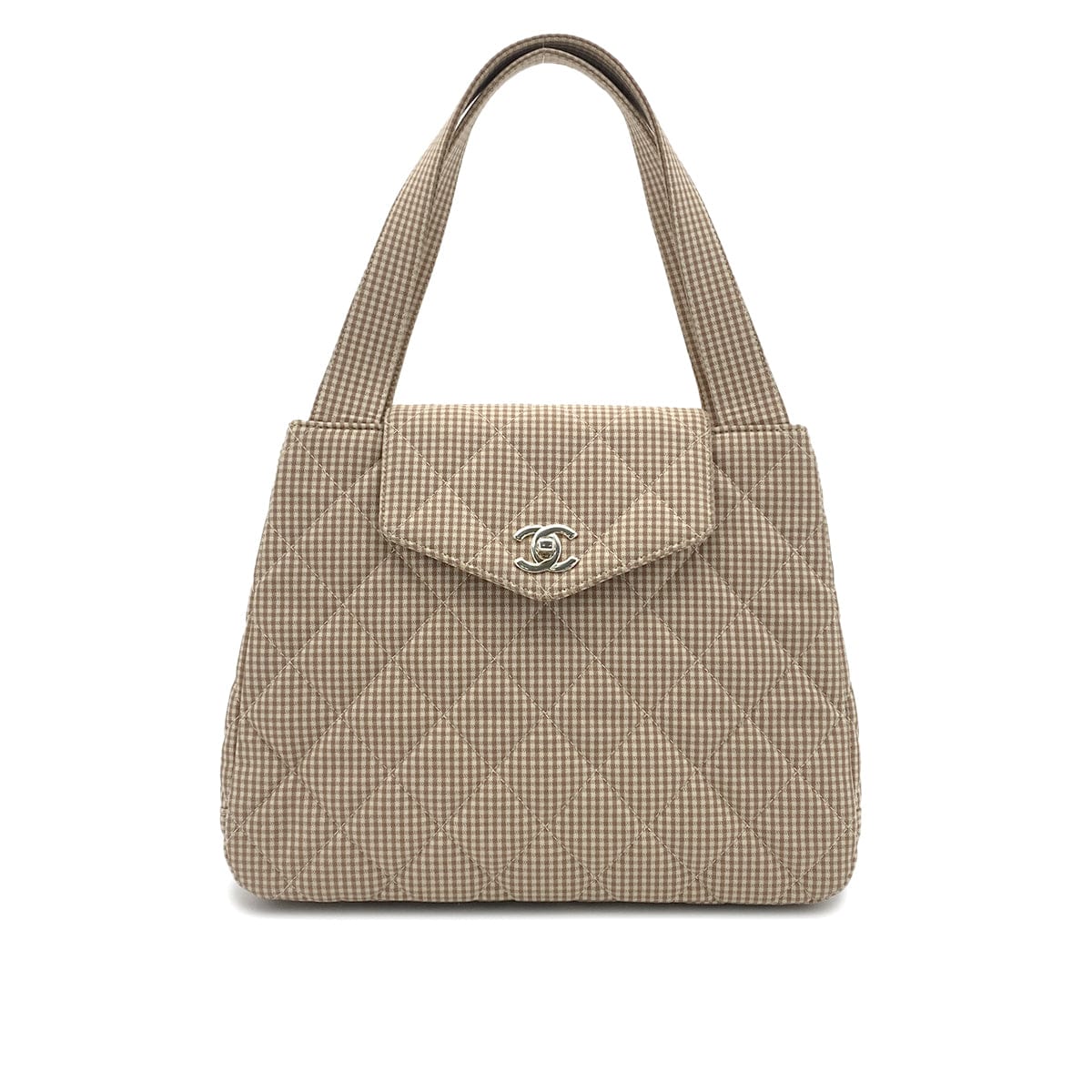CHANEL VINTAGE MATELASSE CHECK PATTERN HAND BAG BEIGE CANVAS 90284470 ...