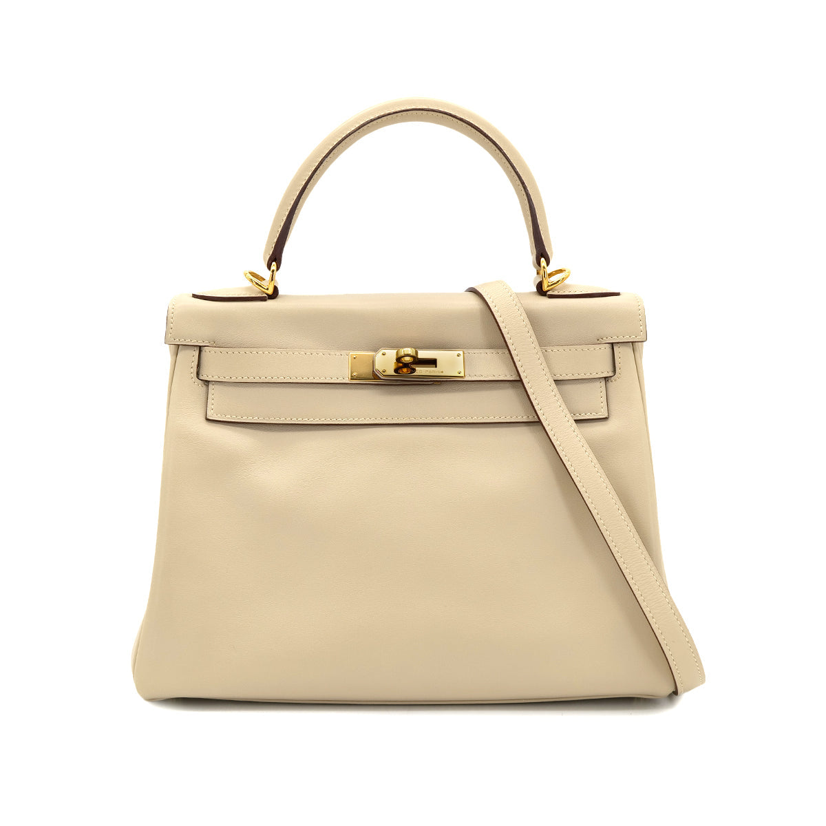 HERMES KELLY 28 RETOURNE PARCHEMIN SWIFT HAND SHOULDER BAG M GHW 9030 ...