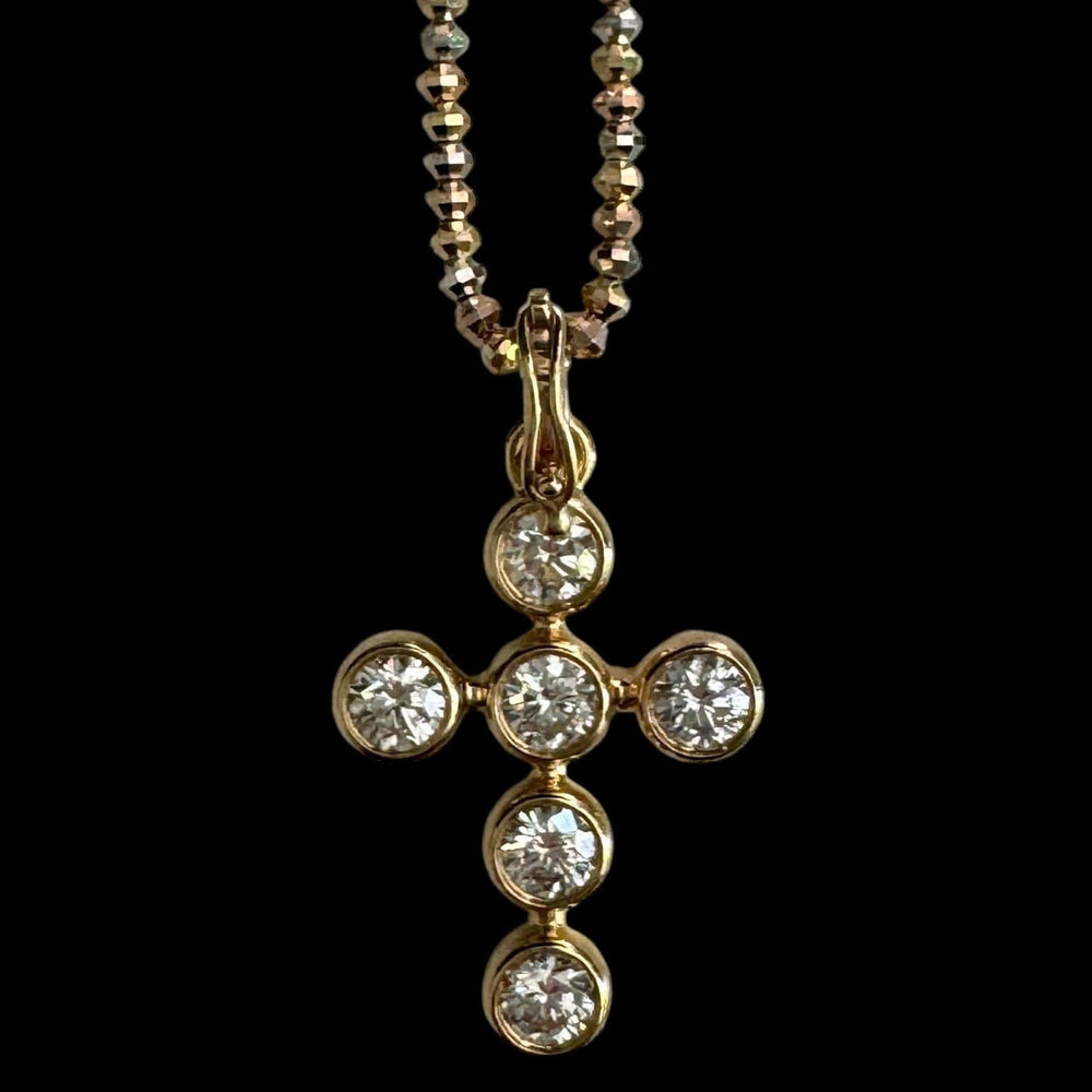 Natural Diamond Cross Shaped Pendant Necklace in 18K Yellow Gold ...