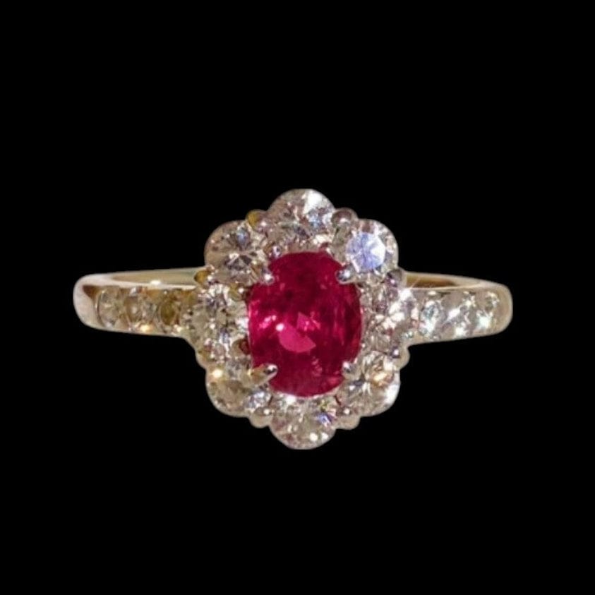 1.026ct Ruby & 1.20ct Diamond Ring set in Platinum – Luxury Promise