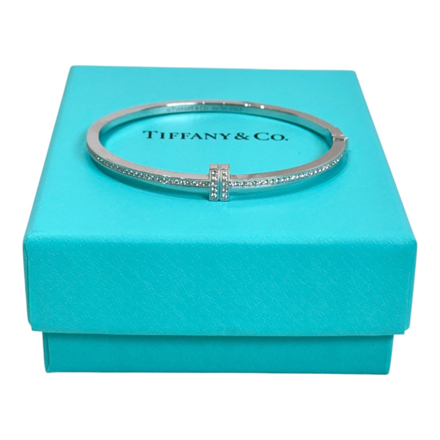 Tiffany Diamond Hinged Wire Bangle White Gold – Luxury Promise