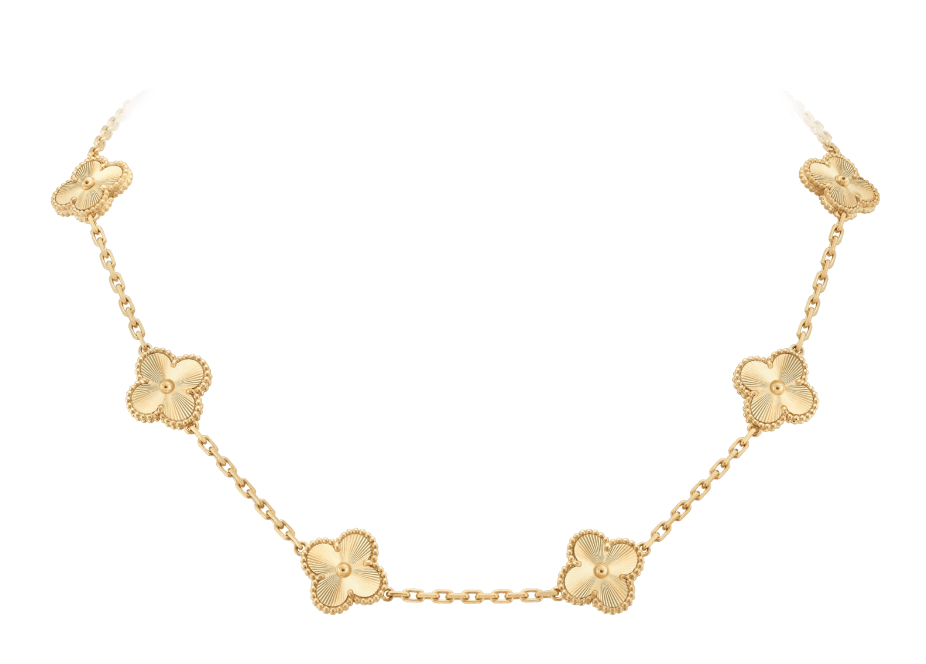 Van Cleef & Arpels Vintage Alhambra 10-Motif Guilloche YG Necklace SKL ...