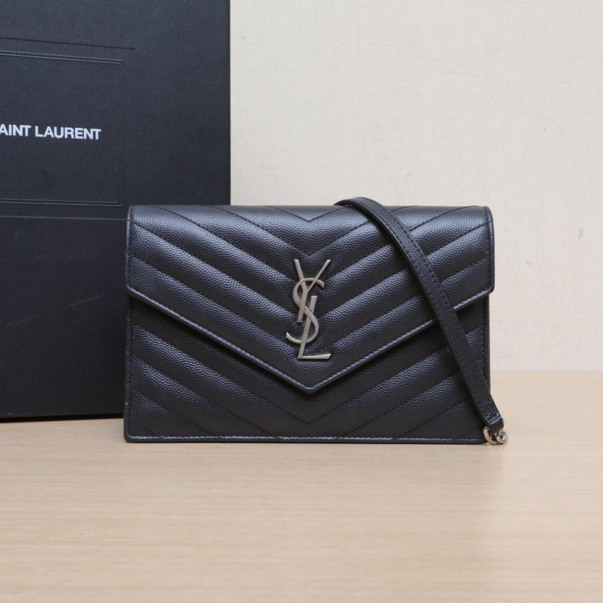 Buy Pre Loved Yves Saint Laurent CASSANDRA WOC Herringbone Envelope ...