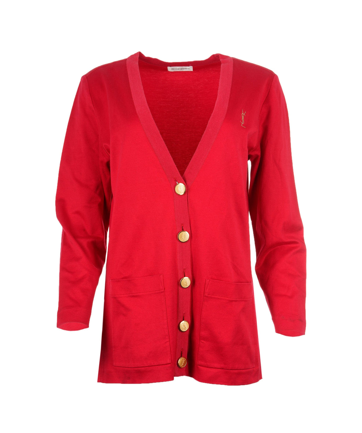 YSL Gold Button Cardigan Red ASL8000 – LuxuryPromise