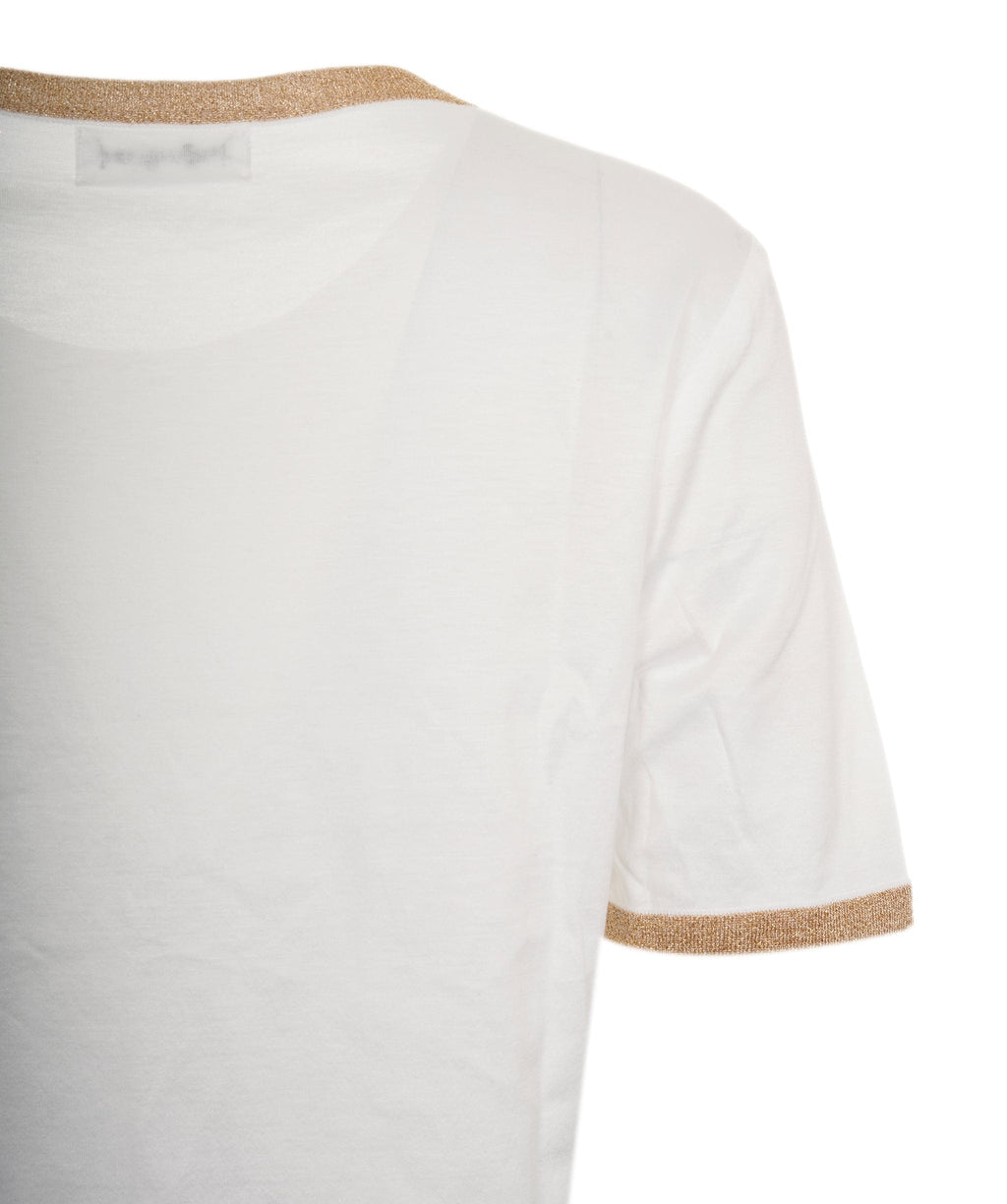 YSL Logo T-Shirt White Gold ASL9059 – LuxuryPromise