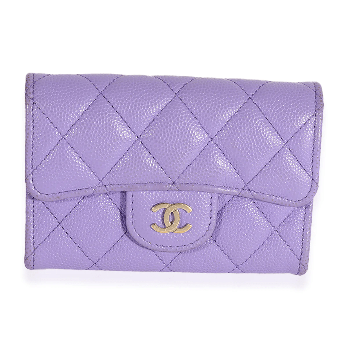 Buy Pre Loved Chanel Purple Quilted Caviar Flap Card Holder Wallet ...