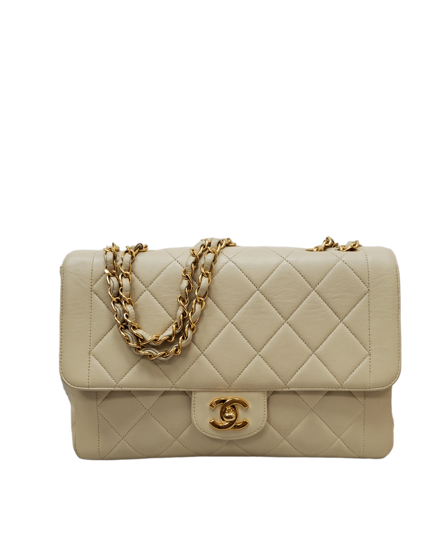 Chanel Vintage Flap Medium Beige Lambskin GHW SKC1170 – Luxury Promise