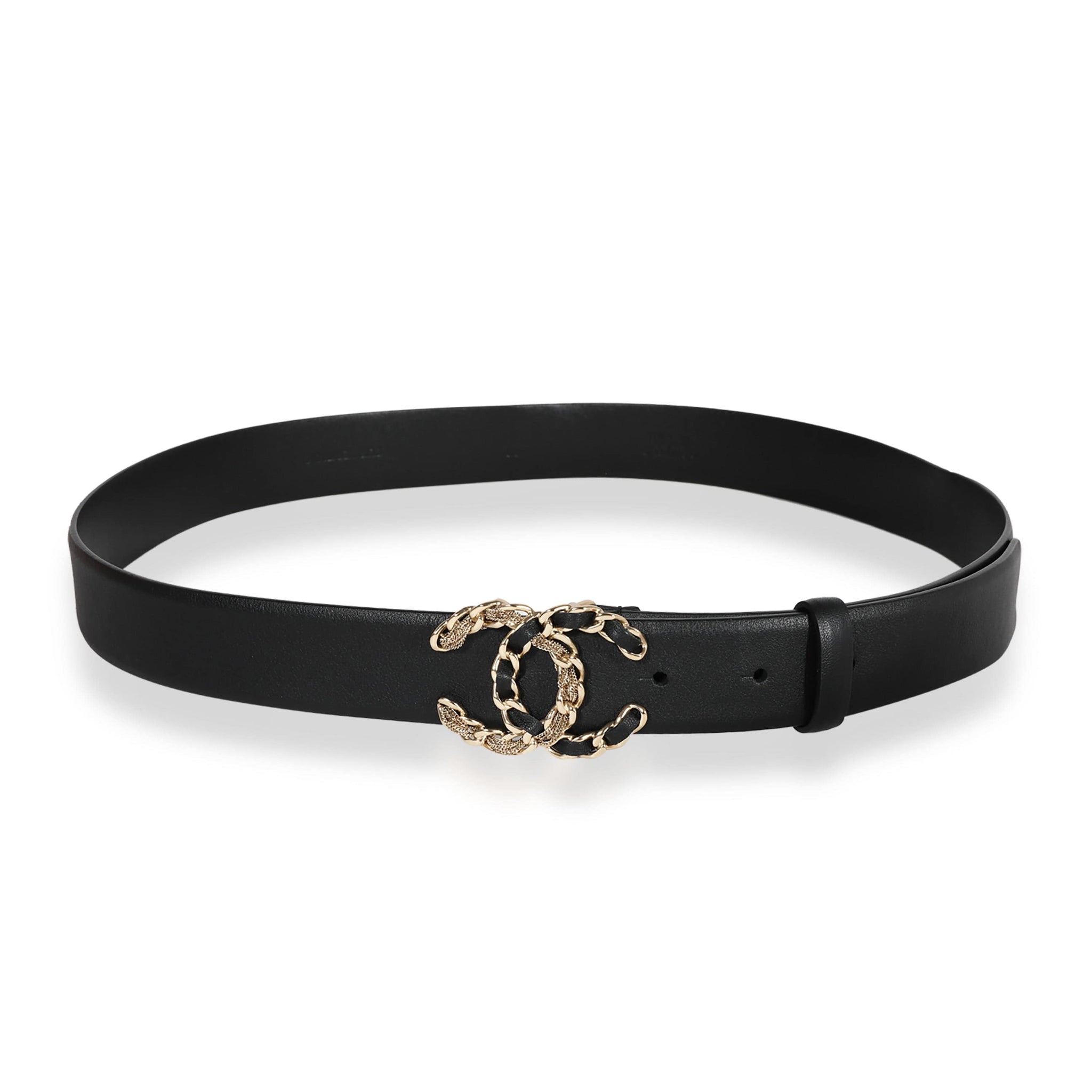 Chanel Gold Chain & Black Leather CC Belt – Luxury Promise