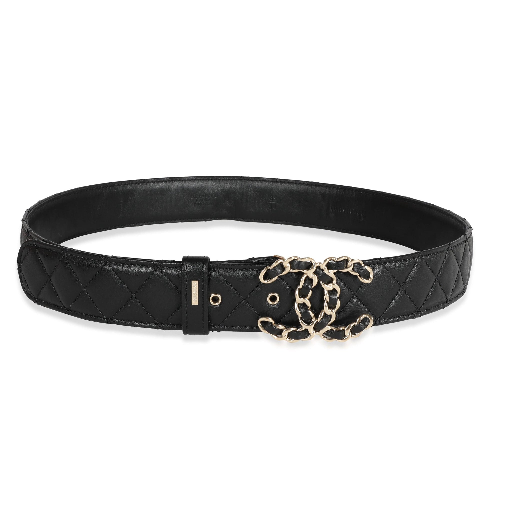 Chanel Gold Chain & Black Quilted Leather CC Belt – LuxuryPromise