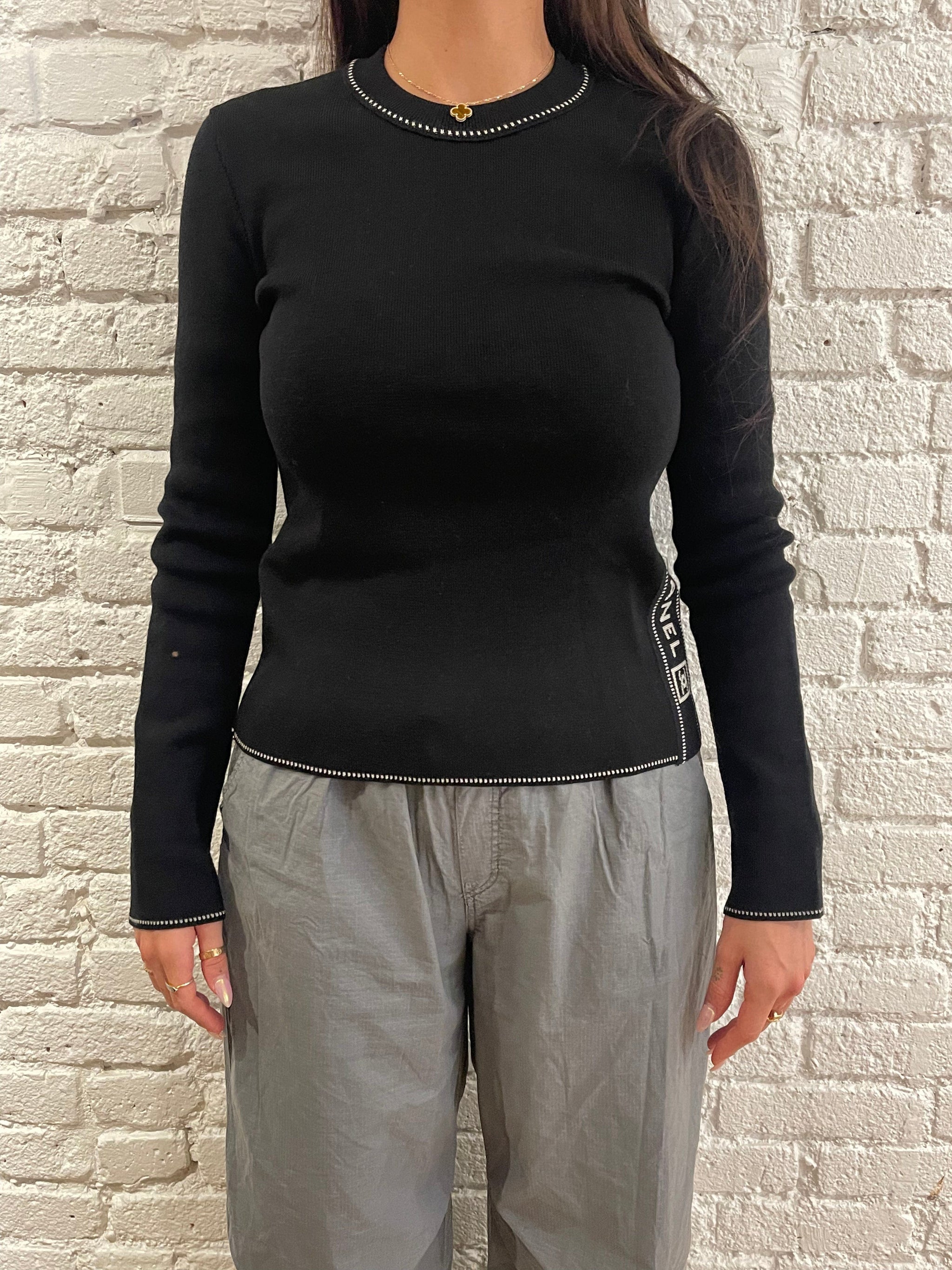 Chanel Sport Side Line Pullover Sweater Black ASL6207 – Luxury Promise