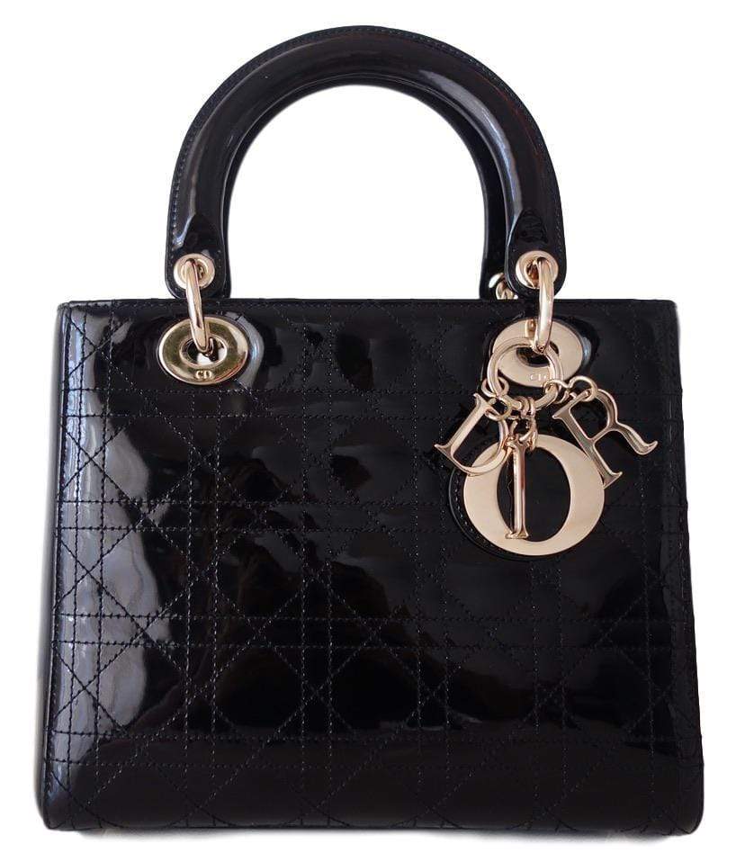 Christian Dior Medium Black Patent Lady Dior – Luxury Promise