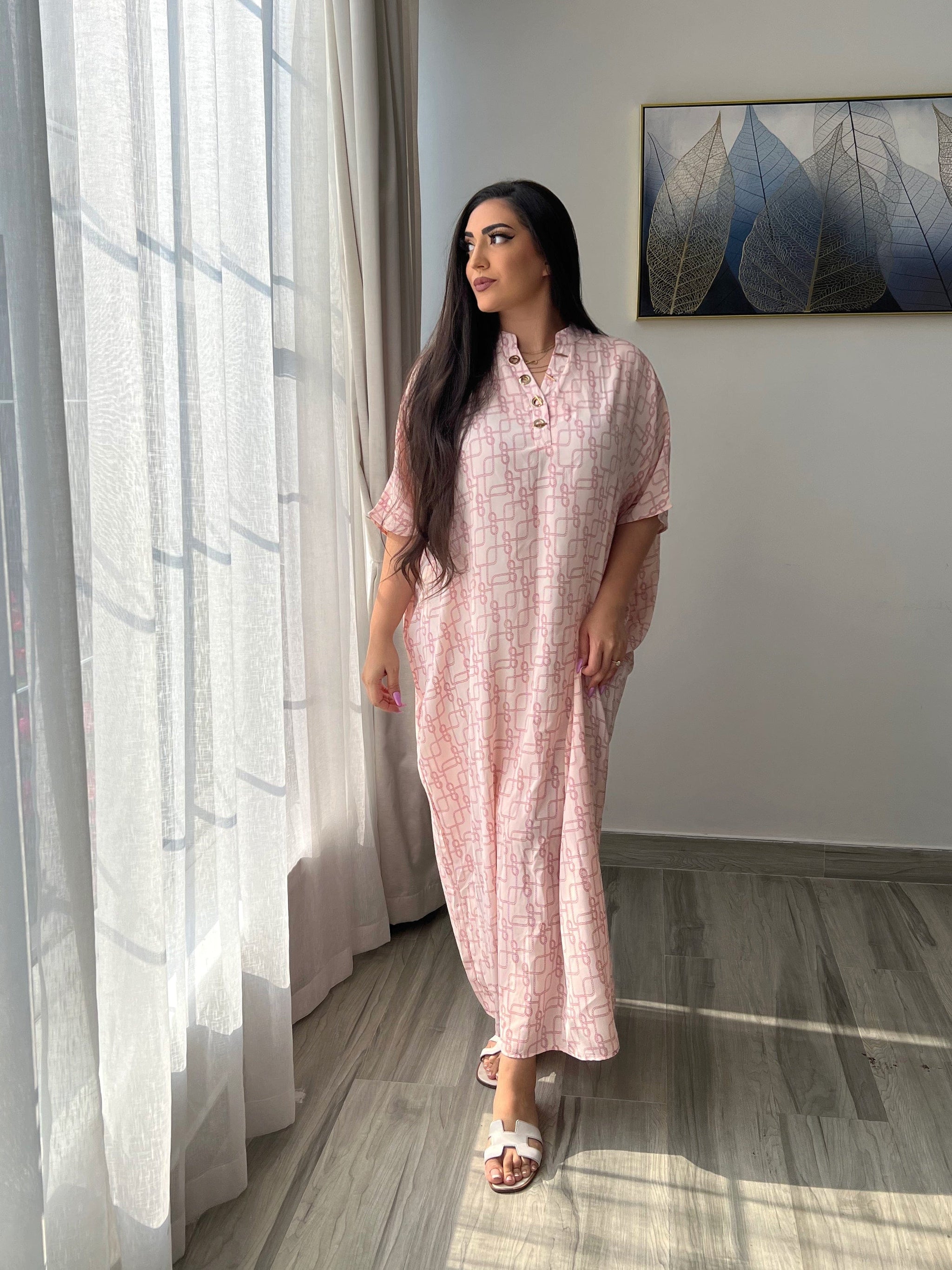 Pink Rope Dress with Gold Buttons REC1141 – Luxury Promise